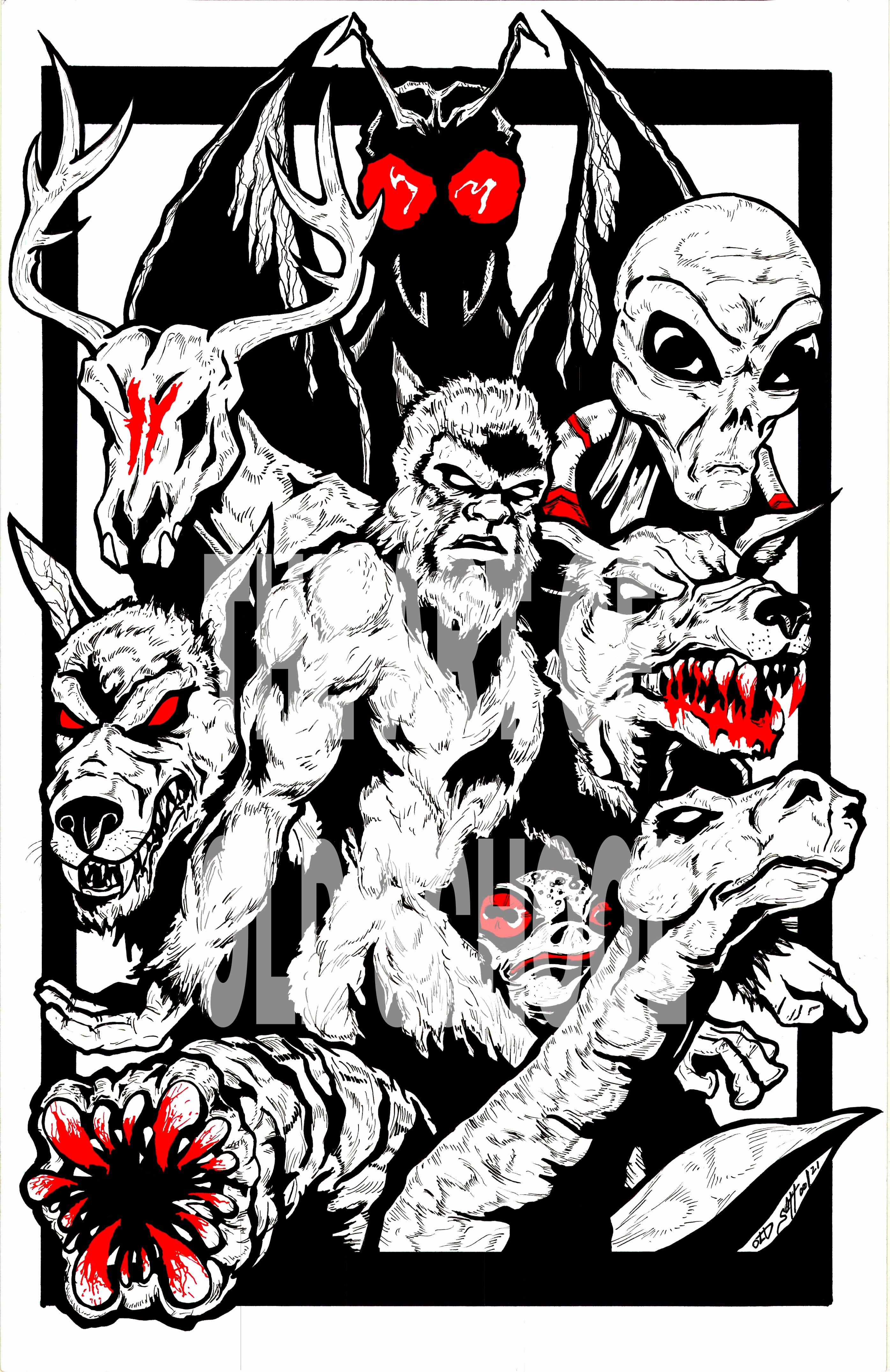 "Cryptids" 11x17 Inch Art Print | The Art Of Old School